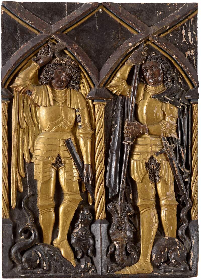 Gotisch relief van St.Joris, de drakendoder| Van de Ven Antiquairs